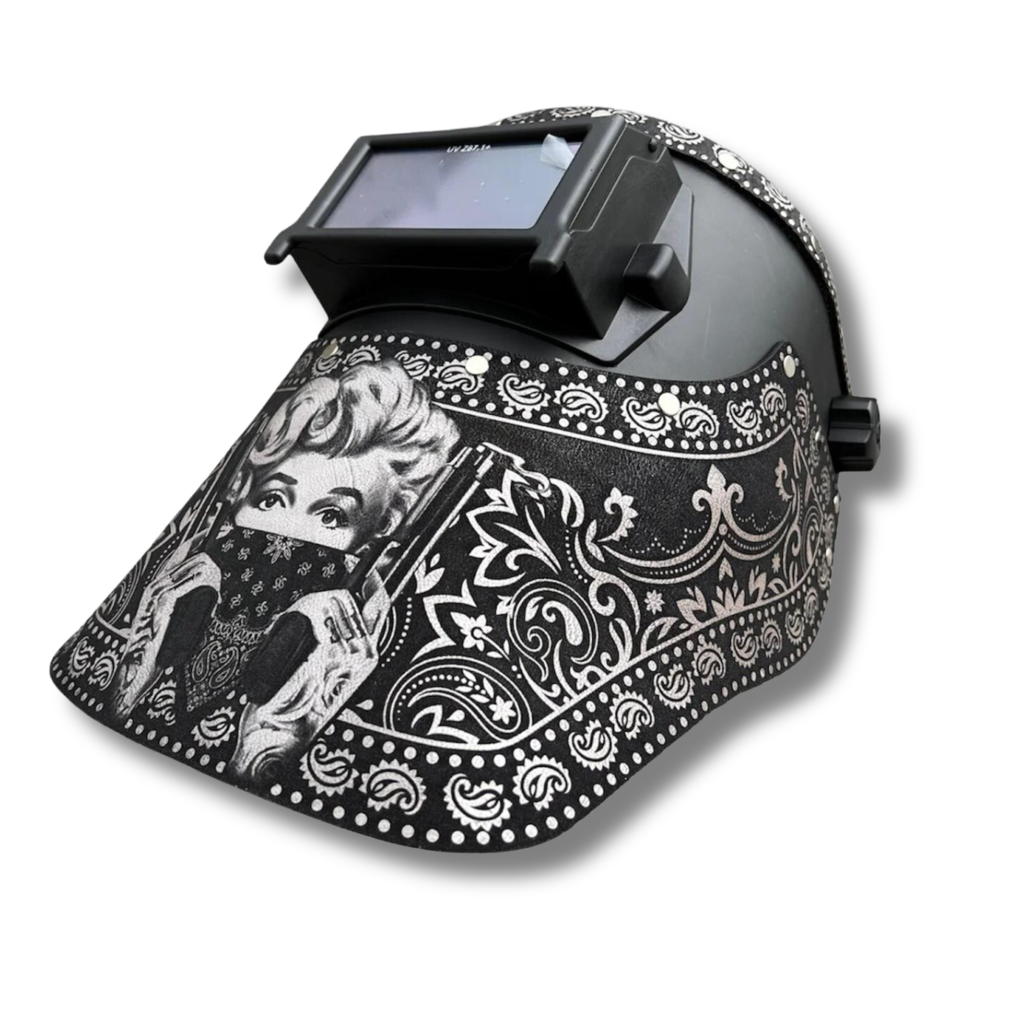 Outlaw Leather - Welding Hood - Guns & Marylin