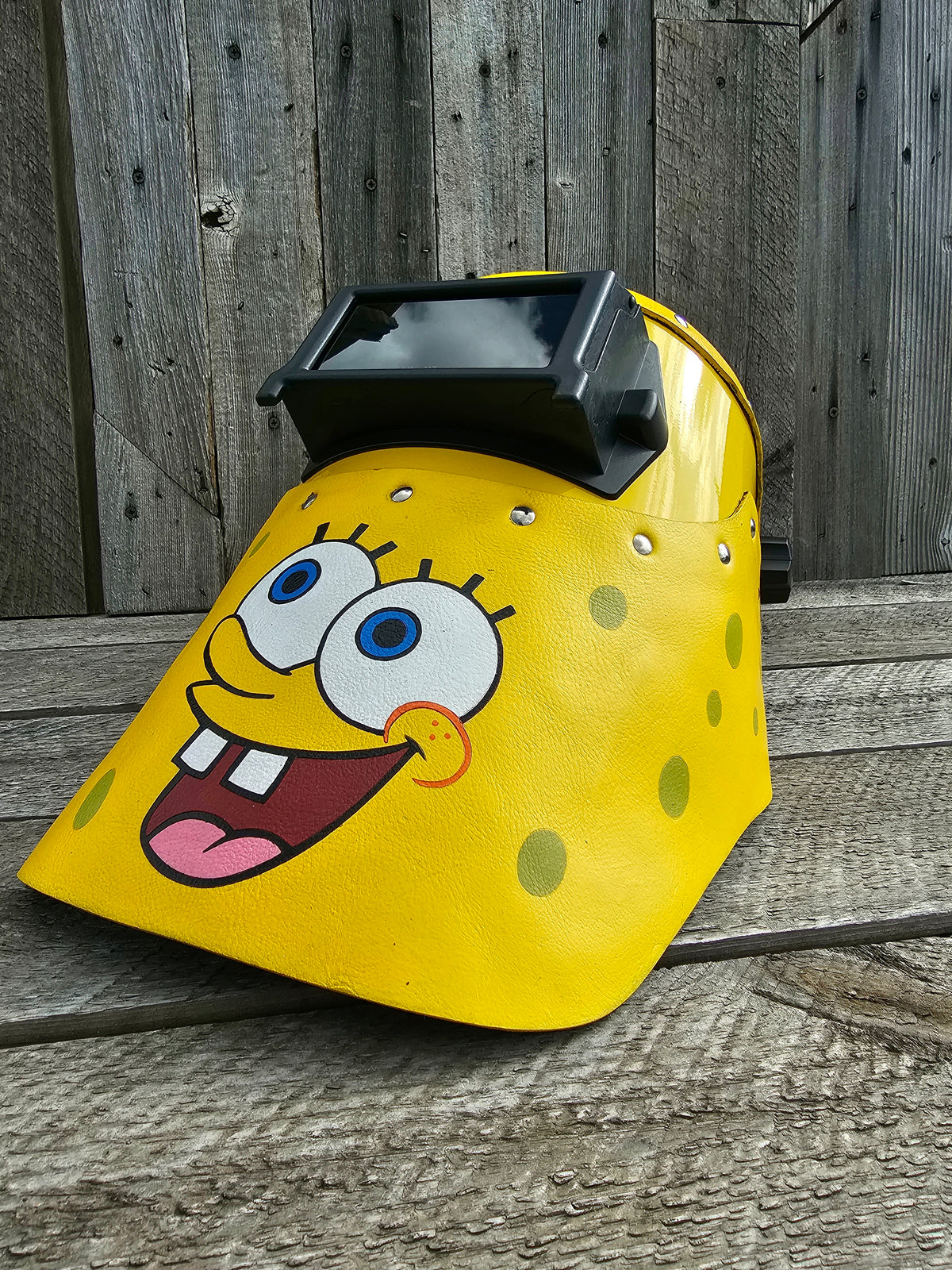 Outlaw Leather - Welding Hood - Sponge Bob Welding Hood